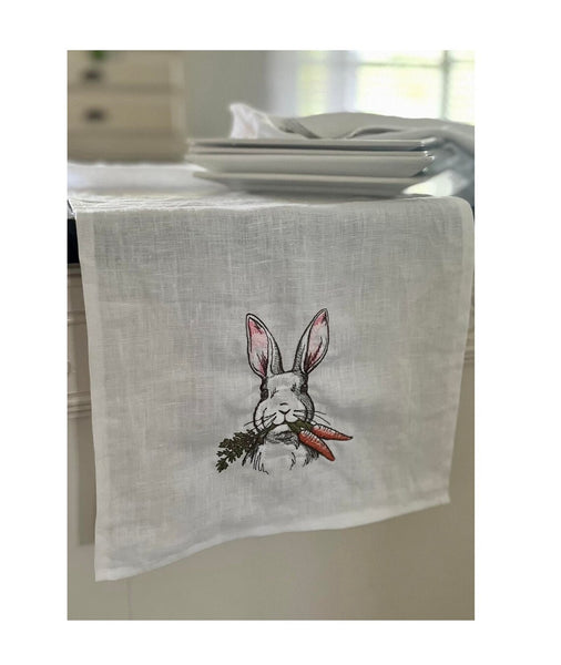 Embroidered Easter Table Runner, Linen Carrot Farm Table Runner, Easte ...
