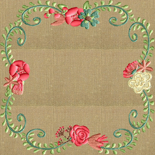 Floral Square Font Frame Monogram Embroidery Design – StitchElf