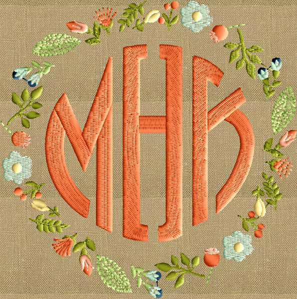 Floral Font Frame Monogram Embroidery Design - Font not included - Ins ...